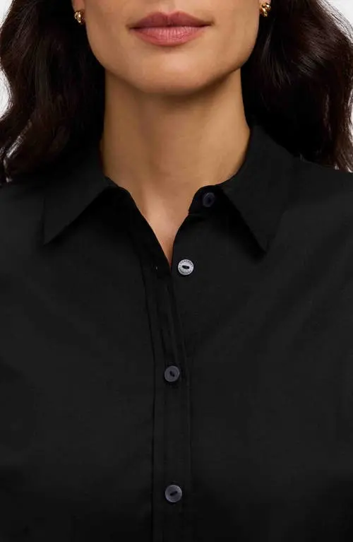 Foxcroft Dina Knit Three-quarter Sleeve Shirt - Black
