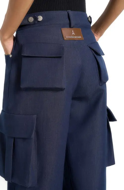 Manière De Voir High Waisted Cargo Trousers - Indigo