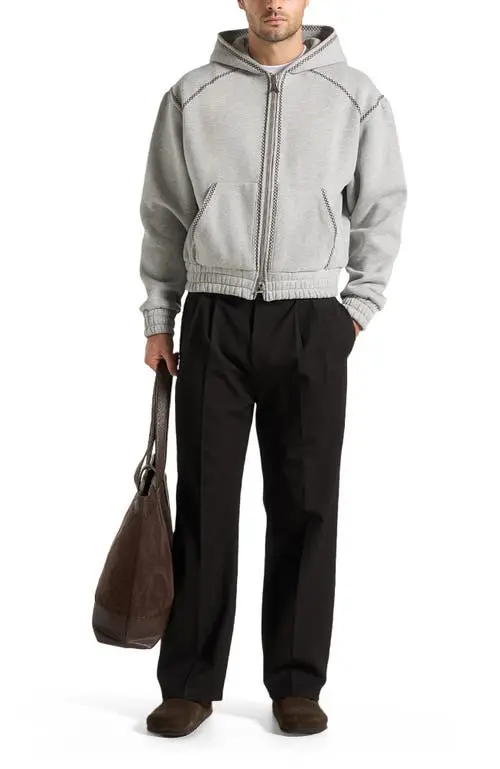 Manière De Voir Whipstitch Raglan Zip Hoodie - Light Grey