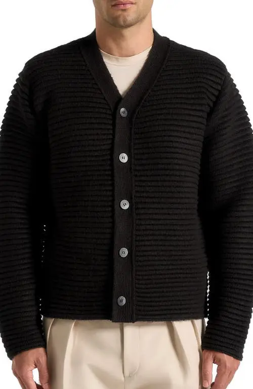 Manière De Voir Anton Ribbed Knit Cardigan - Black