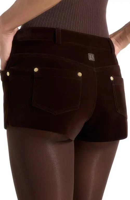 Manière De Voir Samia Velvet Mini Shorts - Brown