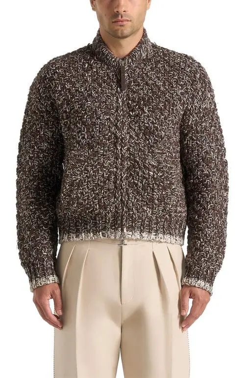 Manière De Voir Speckled Knit Bomber Jacket