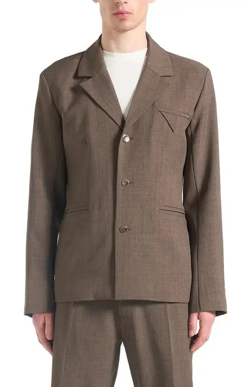 Manière De Voir Bastien Single Breasted Hatched Tailored Suit Jacket - Light Brown