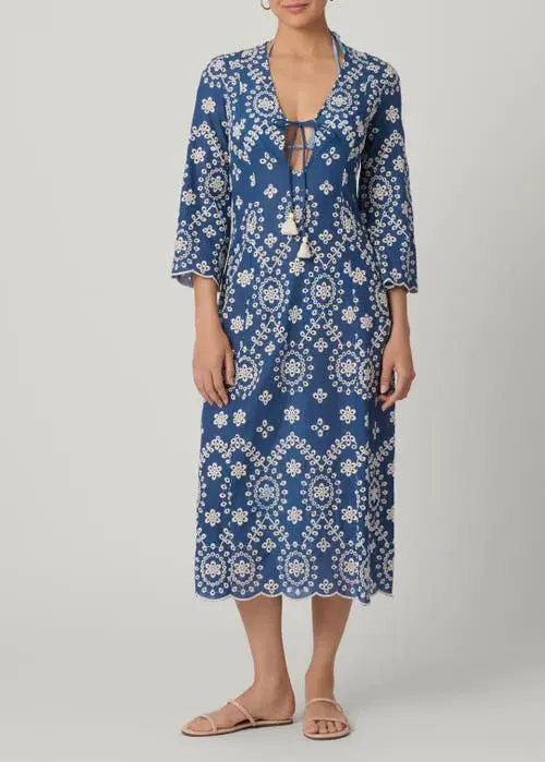 Shoshanna Cannes Embroidered Maxi Cover Up - Chambray