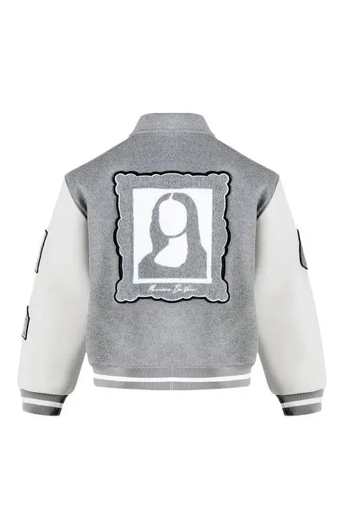 Manière De Voir Mona Lisa Wool Blend Varsity Jacket - Grey