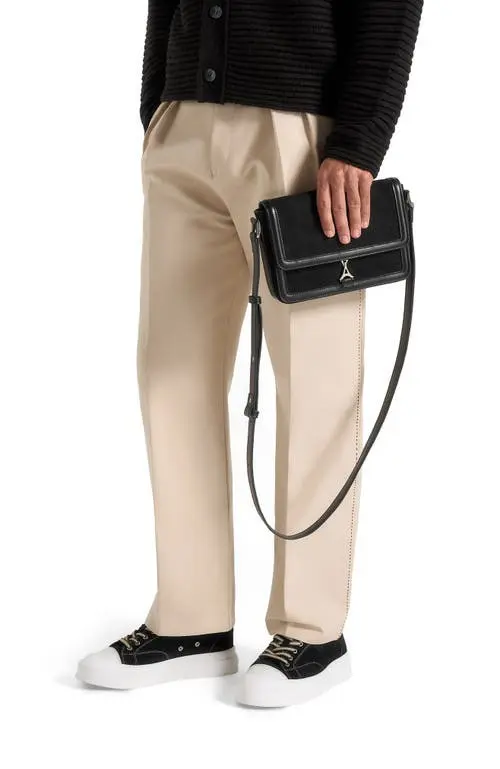 Manière De Voir Suede And Vegan Leather Crossbody Bag - Black
