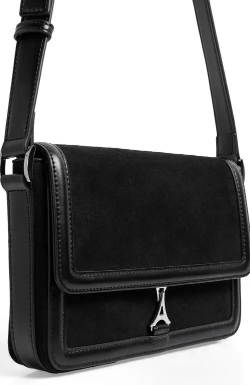 Manière De Voir Suede And Vegan Leather Crossbody Bag - Black