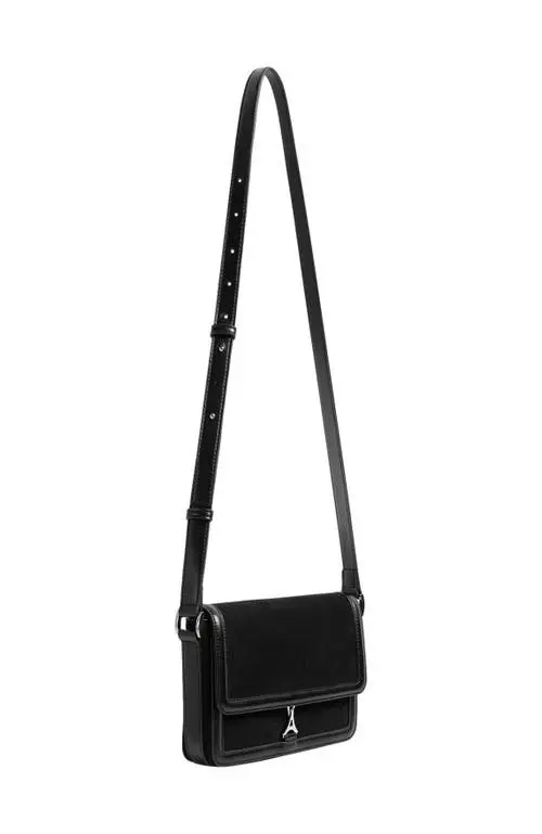 Manière De Voir Suede And Vegan Leather Crossbody Bag - Black