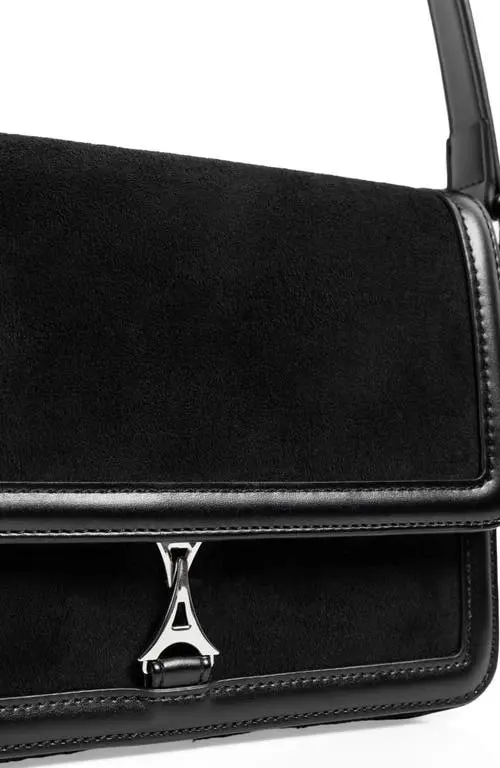 Manière De Voir Suede And Vegan Leather Crossbody Bag - Black