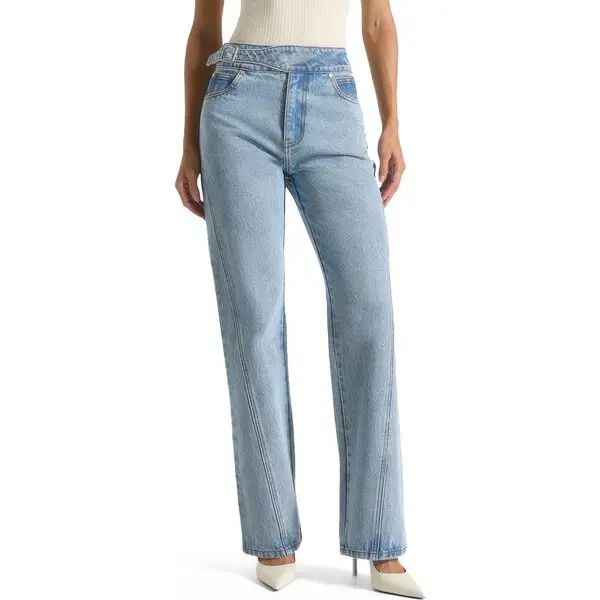 Manière De Voir Twist Leg Boyfriend Jeans With Waist Adjusters - Mid Blue