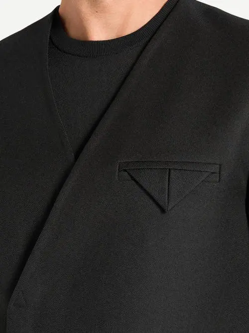Manière De Voir Colin Collarless Double Breasted Minimal Blazer
