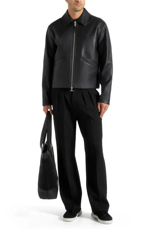 Manière De Voir Yves Minimal Vegan Leather Jacket - Black