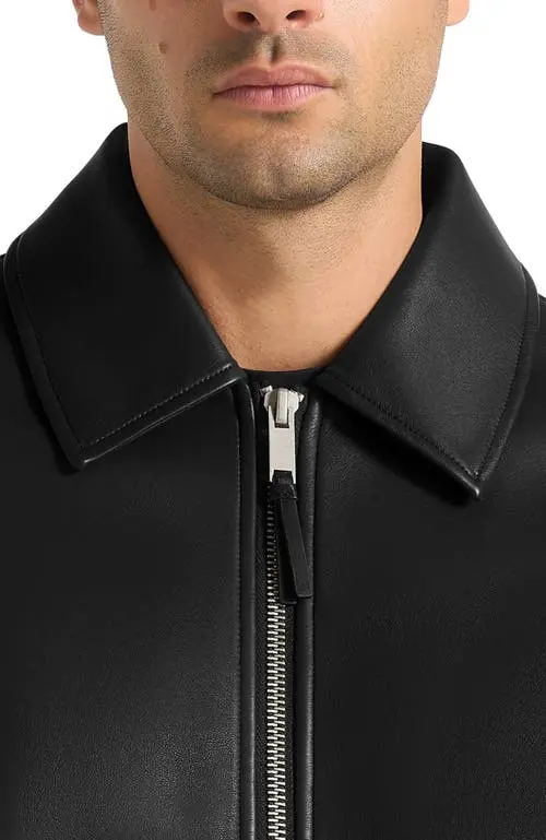 Manière De Voir Yves Minimal Vegan Leather Jacket - Black
