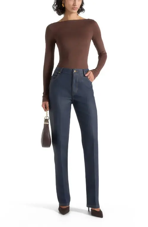Manière De Voir Wax Effect Boyfriend Jeans - Indigo