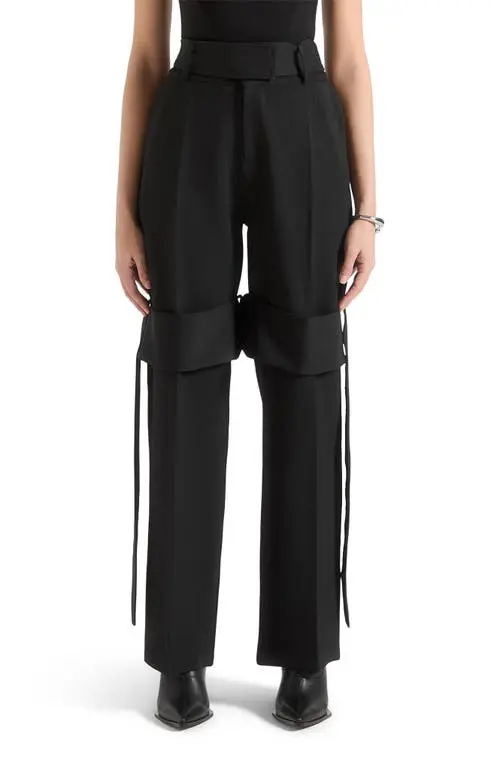 Manière De Voir Belted Strap Detail Trousers - Black