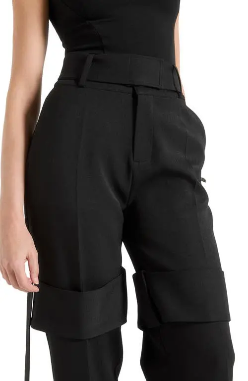 Manière De Voir Belted Strap Detail Trousers - Black