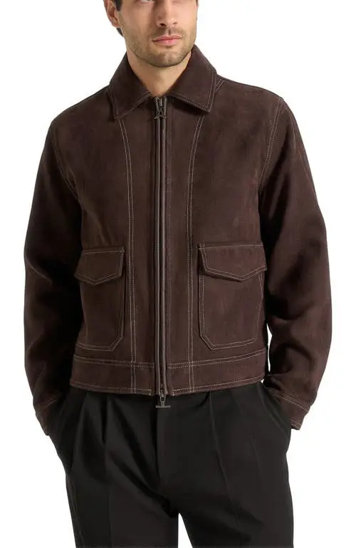 Manière De Voir Suede Jacket With Contrast Stitching