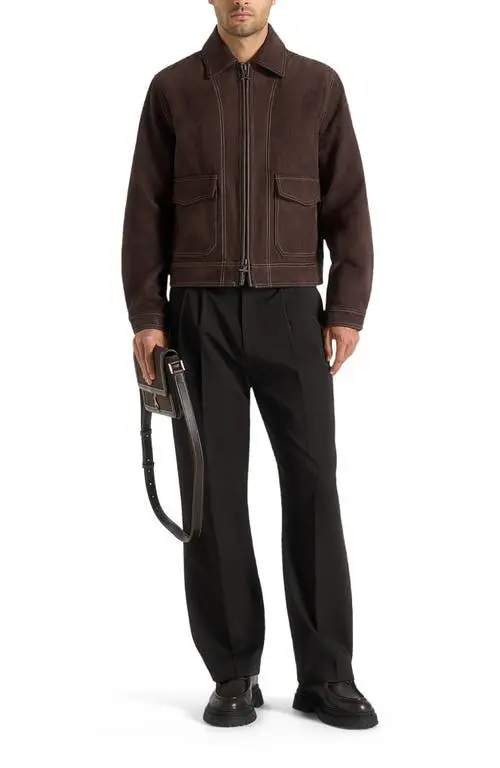 Manière De Voir Suede Jacket With Contrast Stitching