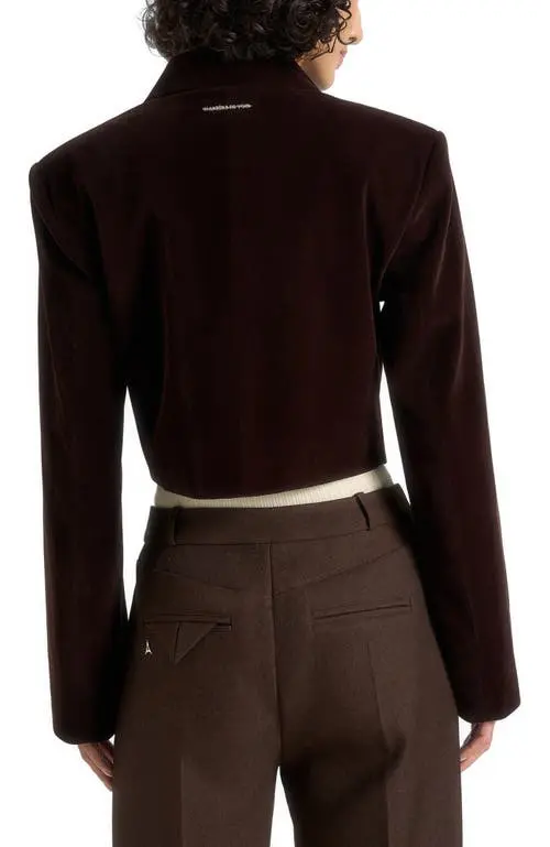 Manière De Voir Adina Velvet Cropped Jacket - Brown