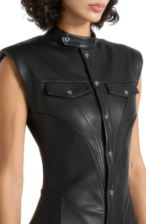 Manière De Voir Annette Vegan Leather Jumpsuit - Black