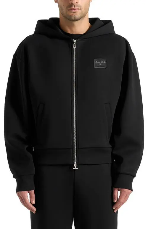 Manière De Voir Neoprene Cropped Zip Hoodie