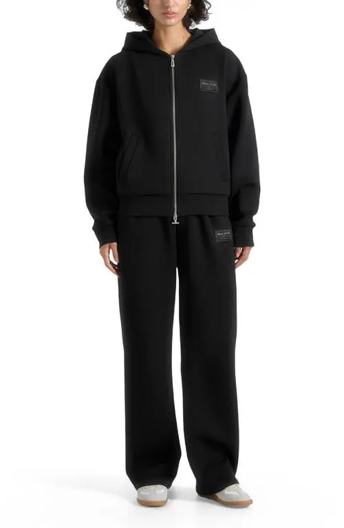 Manière De Voir Neoprene Cropped Zip Hoodie