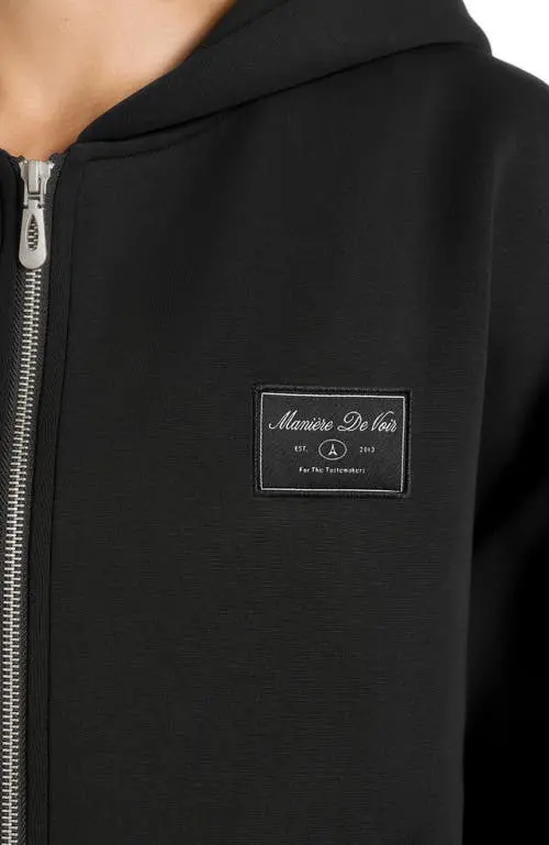 Manière De Voir Neoprene Cropped Zip Hoodie