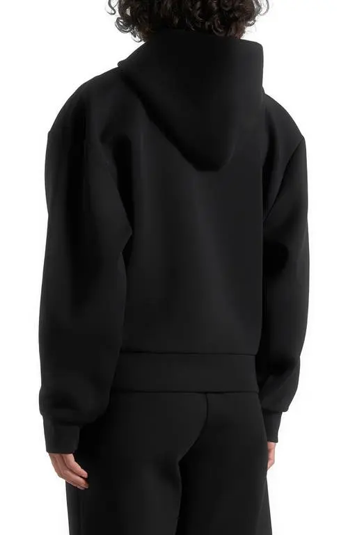 Manière De Voir Neoprene Cropped Zip Hoodie