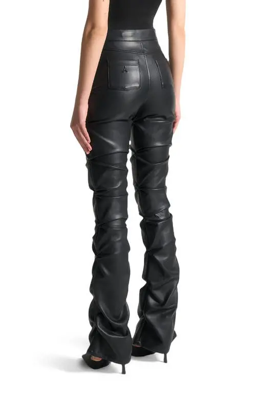 Manière De Voir Vegan Leather Tacked Flared Trousers