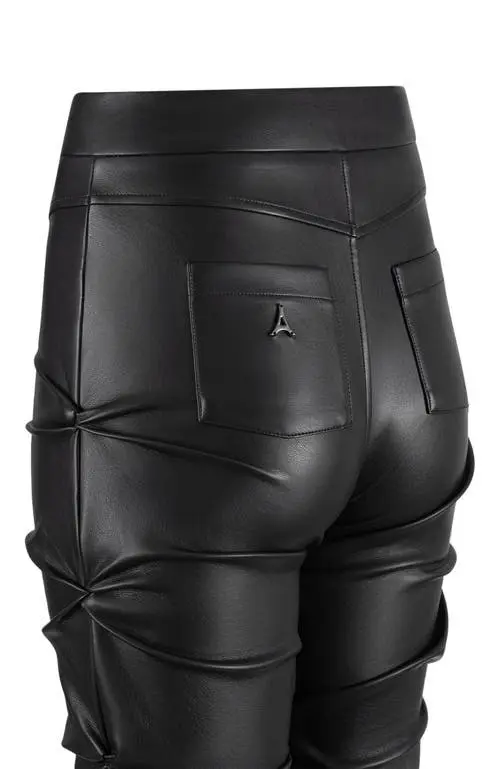 Manière De Voir Vegan Leather Tacked Flared Trousers