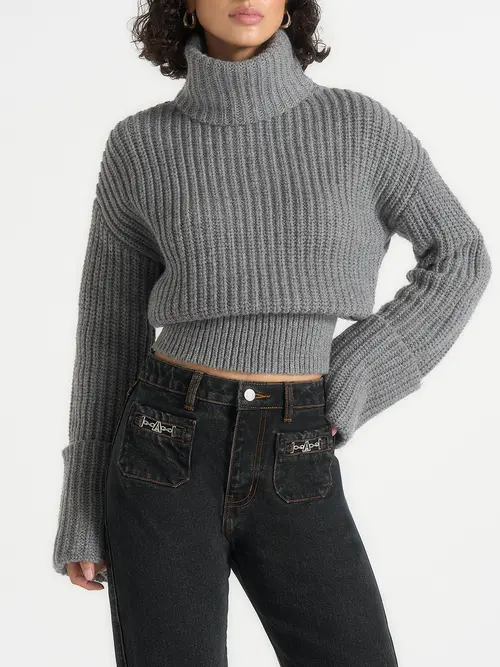 Manière De Voir Amaya Roll Neck Knit Jumper - Grey