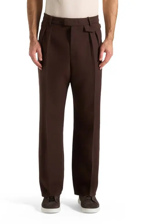 Manière De Voir Pierre Relaxed Fit Pleated Tailored Trousers - Brown
