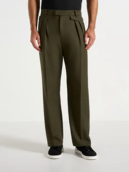 Manière De Voir Pierre Relaxed Fit Pleated Tailored Trousers - Olive
