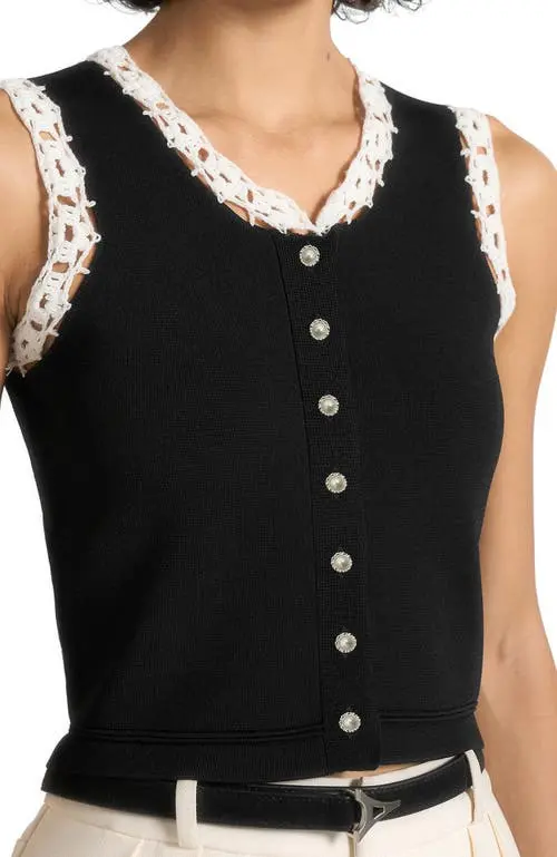 Manière De Voir Evelyn Crochet Frill Crop Top