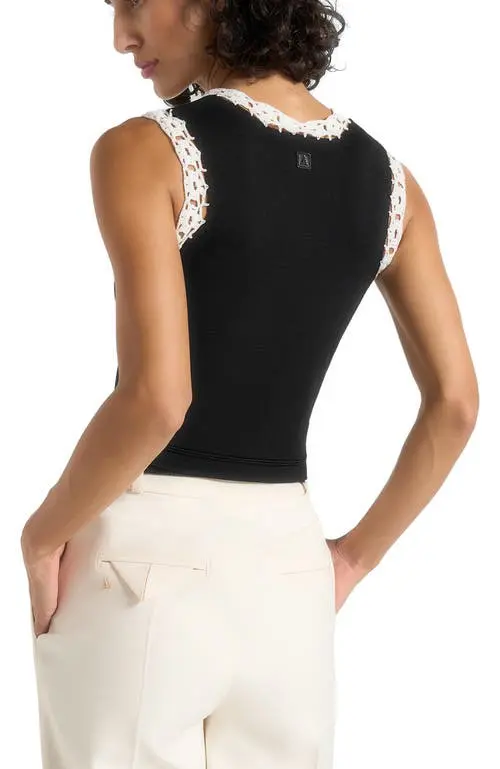 Manière De Voir Evelyn Crochet Frill Crop Top