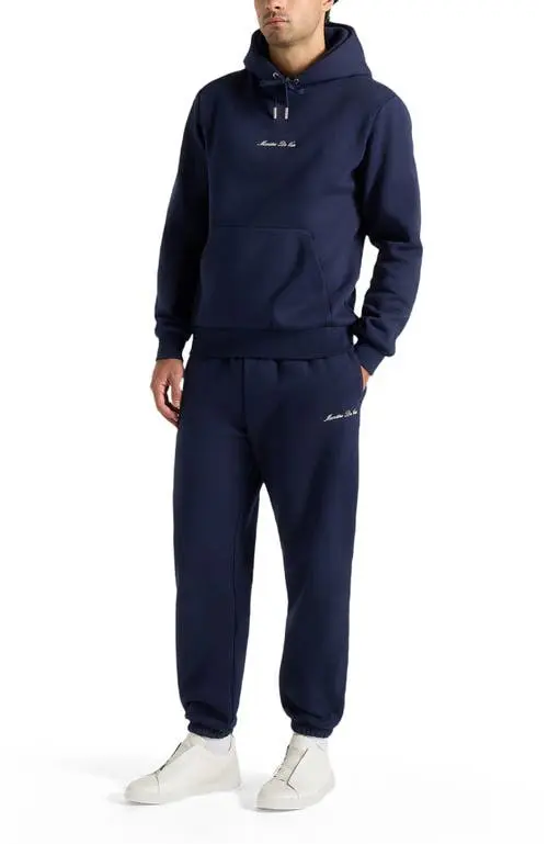Manière De Voir Signature Regular Fit Cuffed Sweatpants - Navy