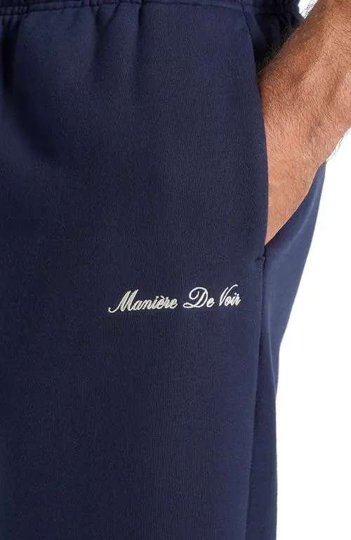 Manière De Voir Signature Regular Fit Cuffed Sweatpants - Navy
