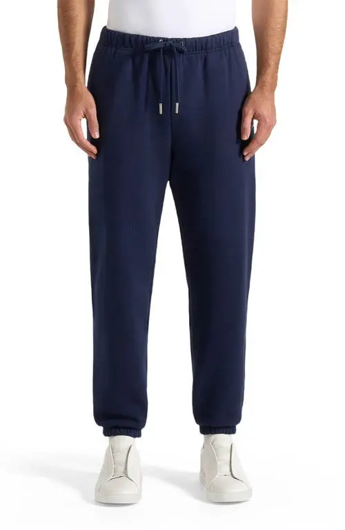 Manière De Voir Signature Regular Fit Cuffed Sweatpants - Navy