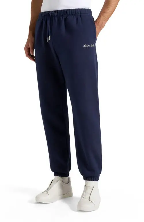 Manière De Voir Signature Regular Fit Cuffed Sweatpants - Navy