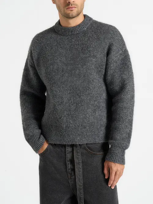 Manière De Voir Brushed Wool Knit Jumper - Grey