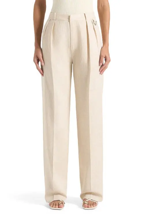 Manière De Voir Linen Pleat Trousers - Natural