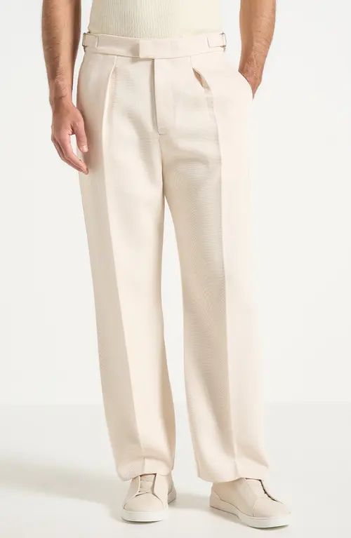 Manière De Voir Relaxed Fit Twill Pleated Tailored Trousers - Cream