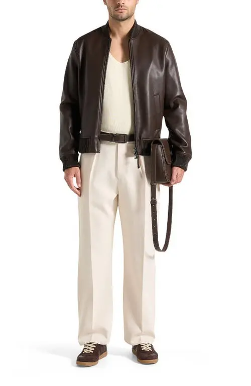 Manière De Voir Relaxed Fit Twill Pleated Tailored Trousers - Cream