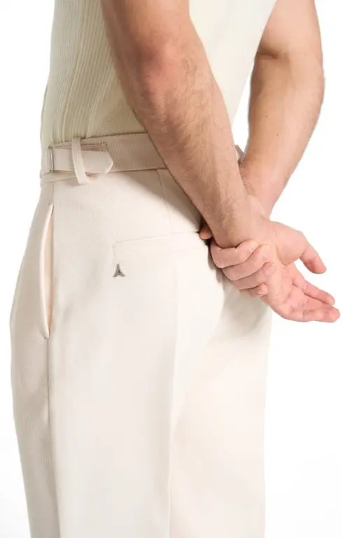 Manière De Voir Relaxed Fit Twill Pleated Tailored Trousers - Cream