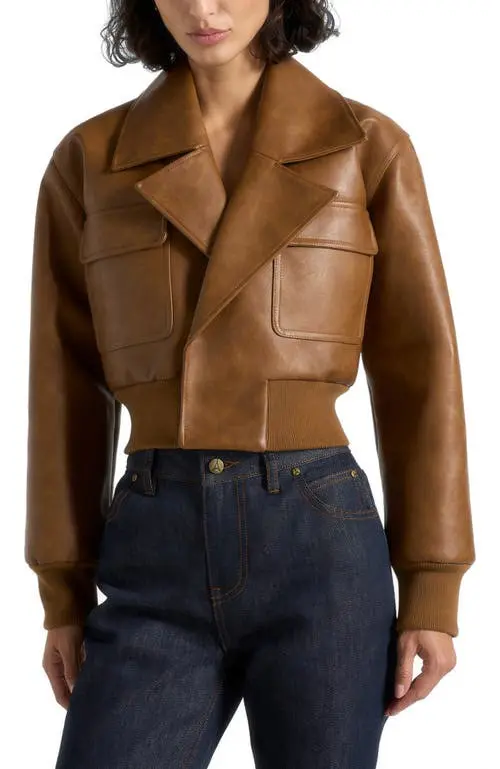 Manière De Voir Cosette Vegan Leather Bomber Jacket