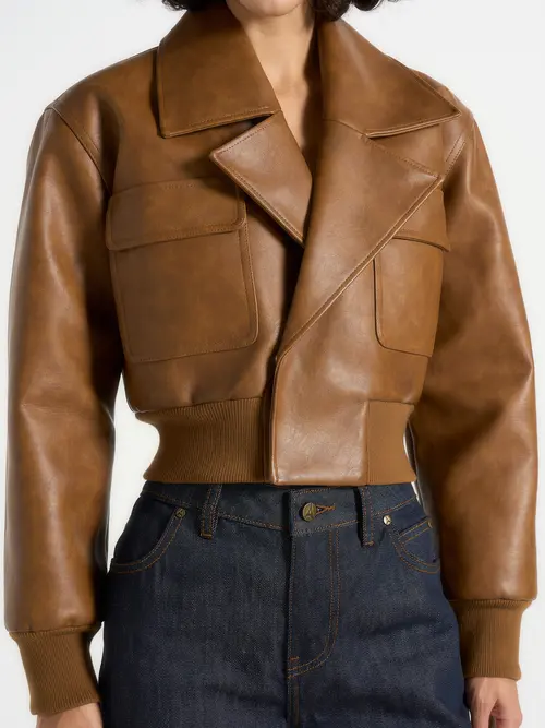 Manière De Voir Cosette Vegan Leather Bomber Jacket