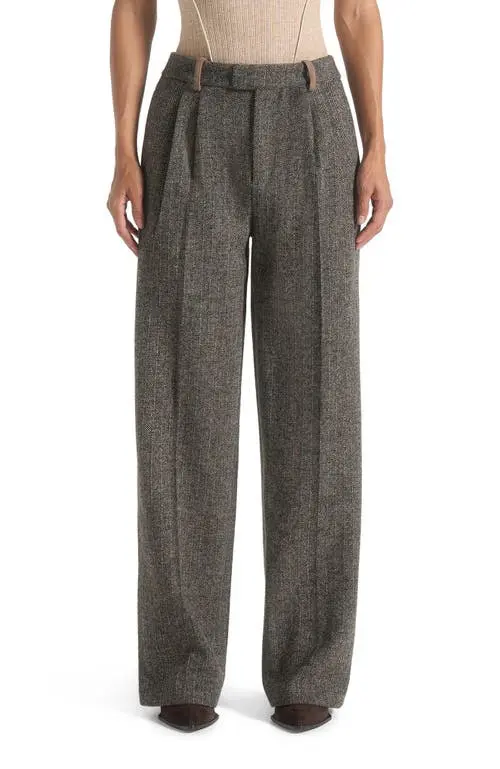 Manière De Voir Julie Herringbone Wool Trousers - Grey