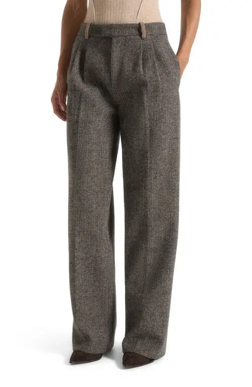 Manière De Voir Julie Herringbone Wool Trousers - Grey