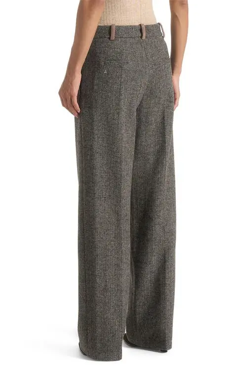 Manière De Voir Julie Herringbone Wool Trousers - Grey