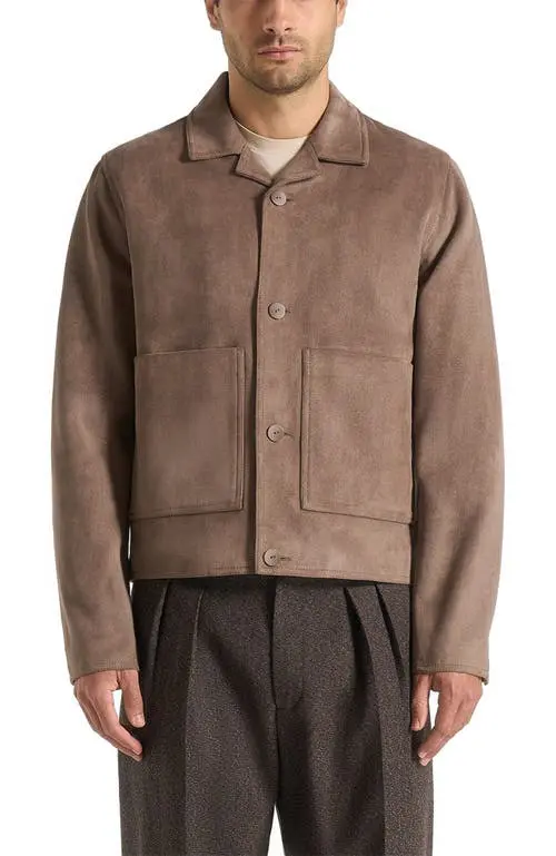 Manière De Voir Michel Suede Jacket With Revere Collar - Taupe